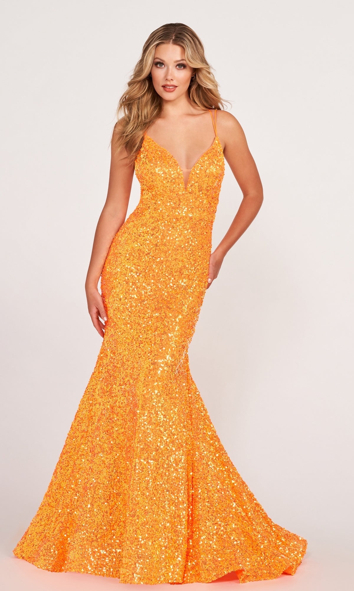 Neon Orange Mermaid Prom Dresses