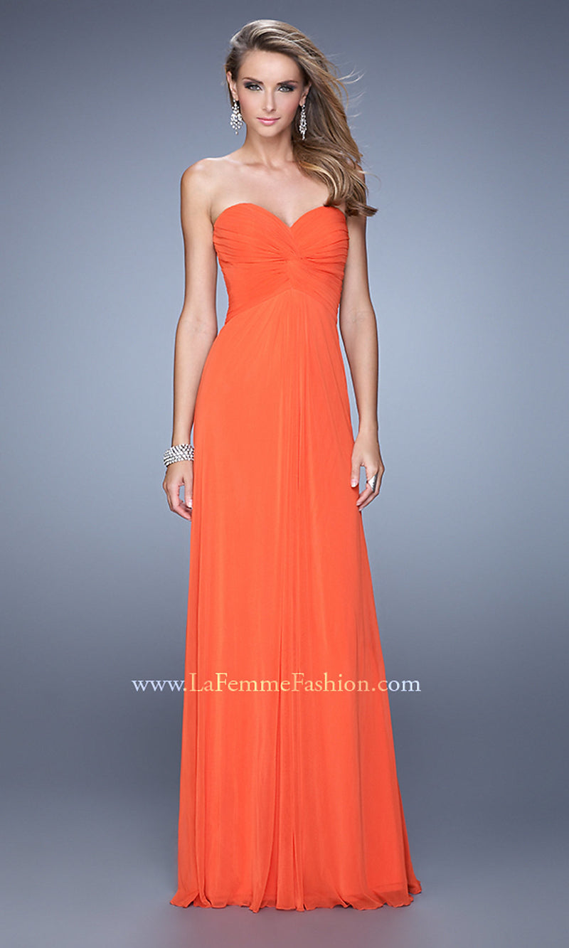 Front-Knot Strapless Long Prom Dress by La Femme