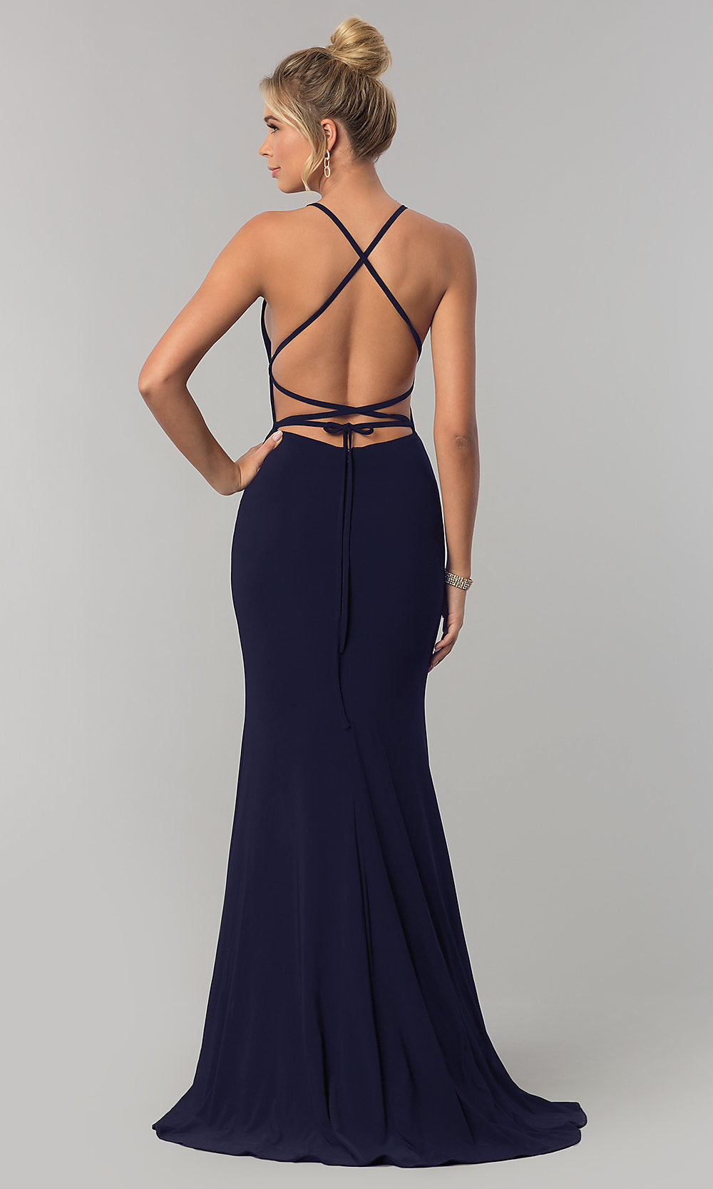 Square-Neck Long Prom Dress with Open Back