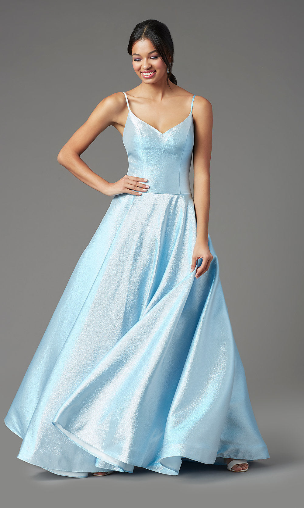 Holographic Glitter Long Formal Prom Dress by PromGirl