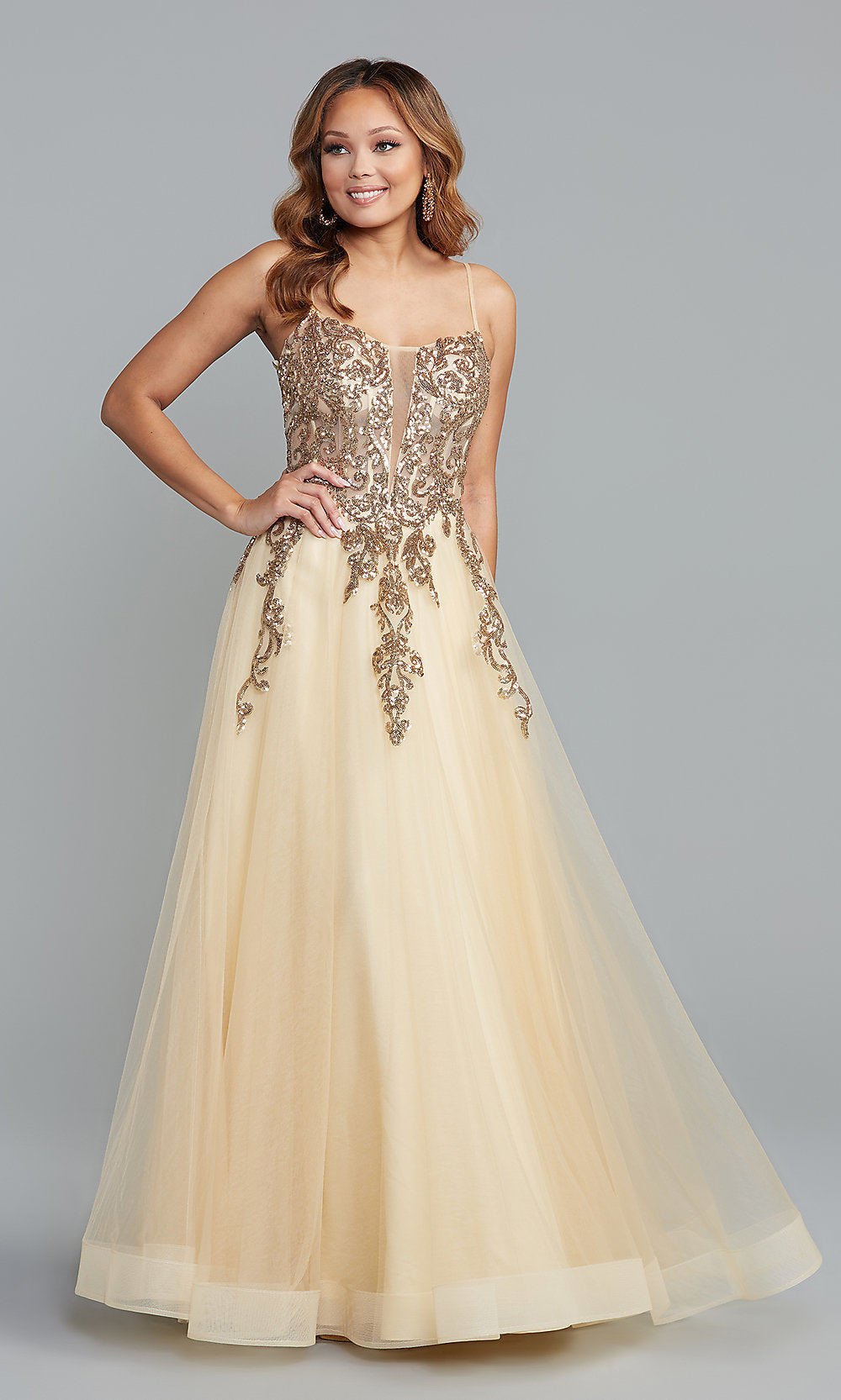 Gold And White Prom Dresses