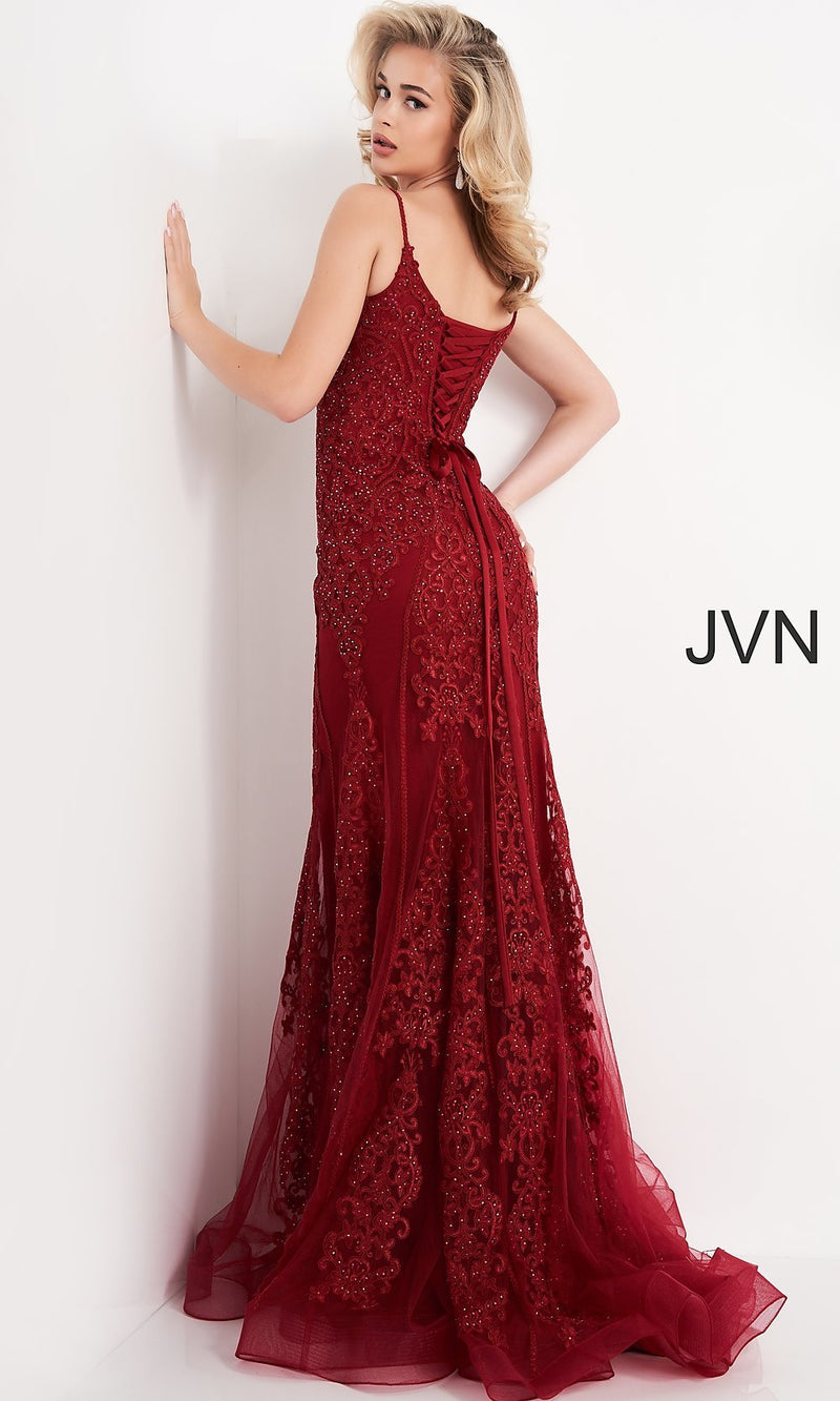 JVN by Jovani Corset-Bodice Long Formal Dress