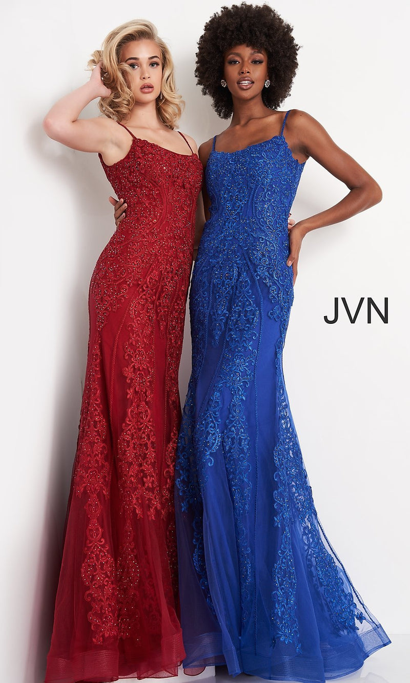 JVN by Jovani Corset-Bodice Long Formal Dress